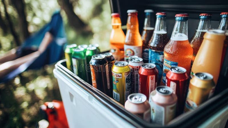 A Cooler Filled with Lots of Different Types of Beverages Stock ...