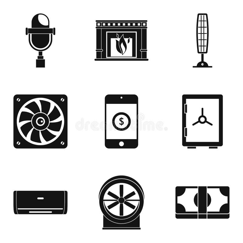 Cpu Cooler Icons Set 9 Vector Stock Vector - Illustration of ...