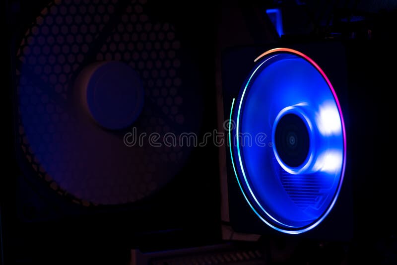 Cooler of Processor with Neon Light. LED Light, CPU Cooler Stock Photo ...