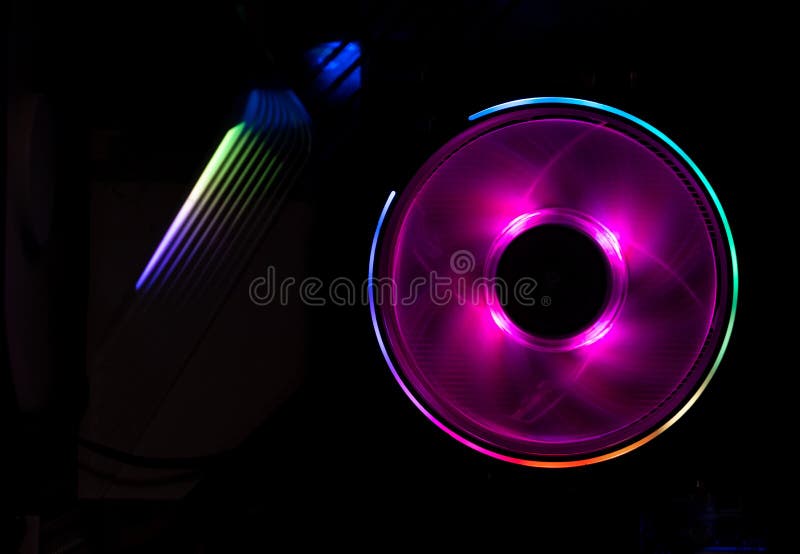 Cooler of Processor with Neon Light. LED Light, CPU Cooler Stock Photo ...