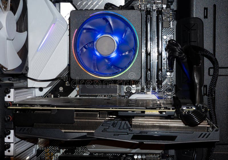 Cooler of Processor with Neon Light. LED Light, CPU Cooler Stock Photo ...