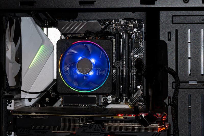 Cooler of Processor with Neon Light. LED Light, CPU Cooler Stock Image ...