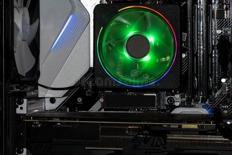 Cooler of Processor with Neon Light. LED Light, CPU Cooler Stock Photo ...