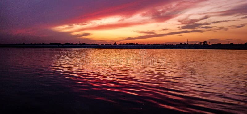 Coolest Red Sky Reflection River Stock Image - Image of beautifulclouds ...