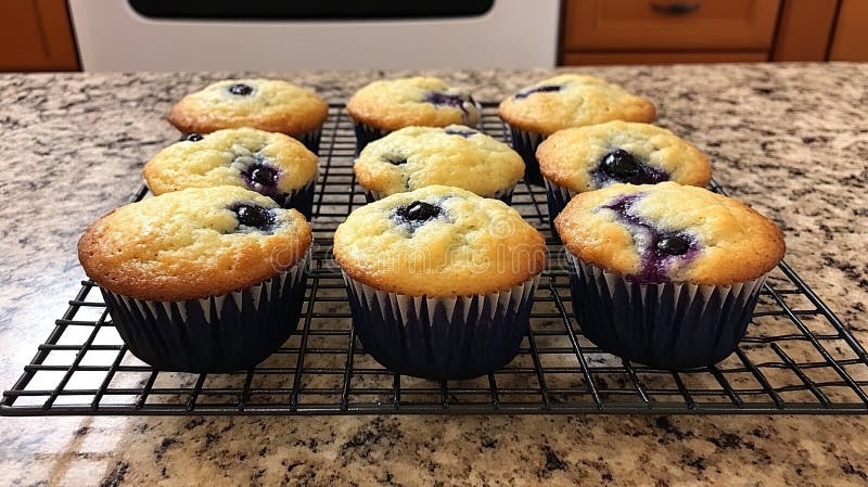 Cooling Blueberry Muffins Kitchen Counter Baking Stock Photos - Free ...