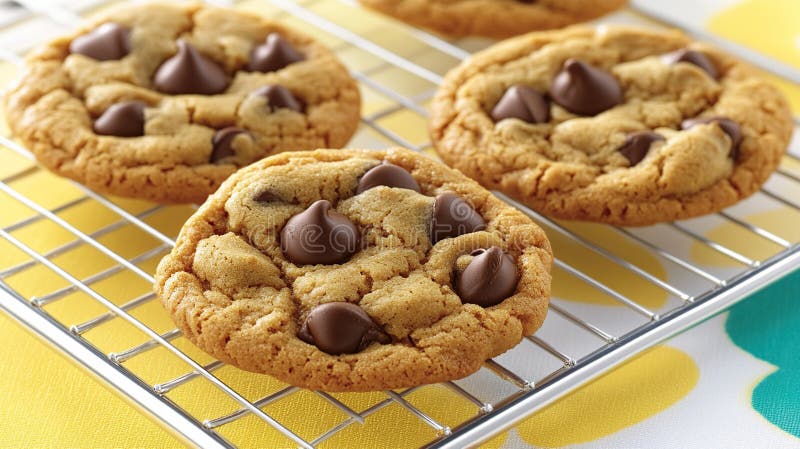 Cooling Chocolate Chip Cookies on Wire Rack Stock Photo - Image of ...