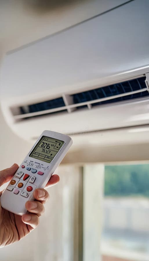 Cooling Down on Hot Day Hand Adjusting Thermostat on a Modern Wall ...