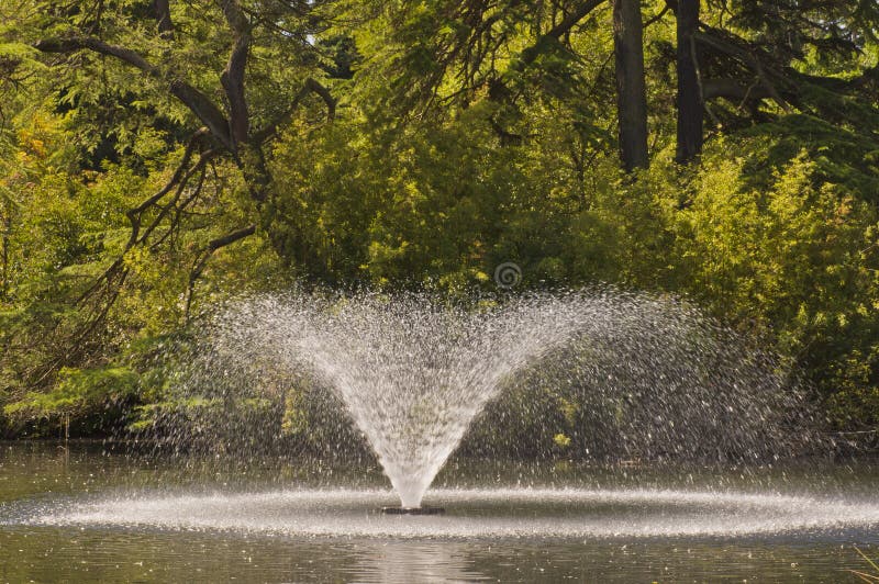 Cooling fountain in lake. stock image. Image of spray - 29058227