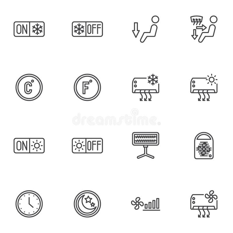 Cooling and Heating System Line Icons Set Stock Illustration ... Cooling and Heating System Line Icons Set Stock Illustration ...