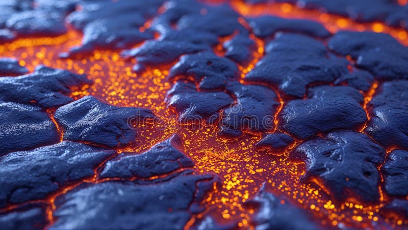 Cooling Lava Forming Igneous Rock with Molten Surface Stock ...