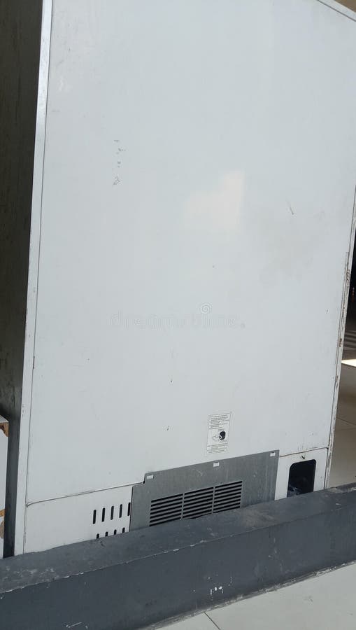 The Cooling Machine Seen from Behind is Made of White Plate Stock Photo ...