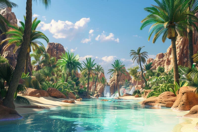 Cooling Oasis Amidst the Heat of Summer Travel Stock Photo - Image of ...