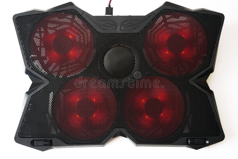 Cooling Pad for Laptop Computer with Red Light with USB Wire on White ...