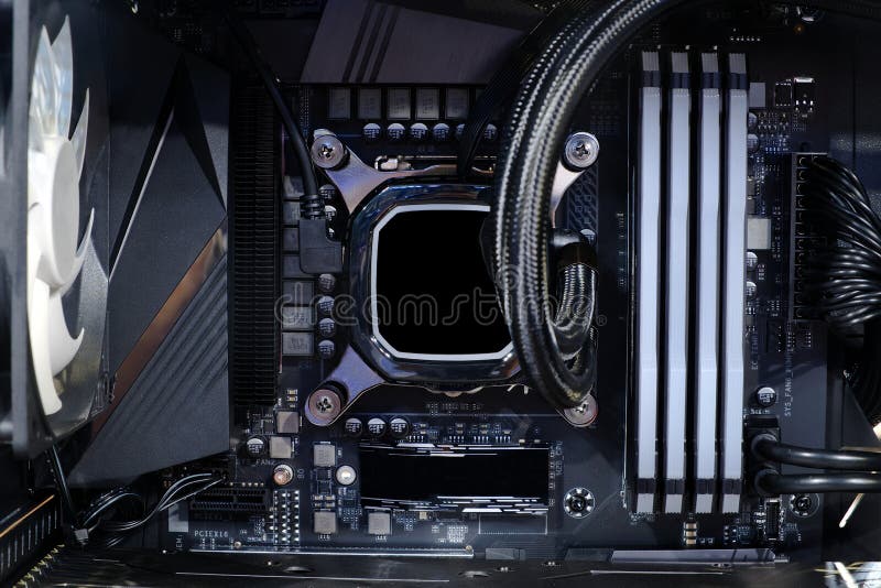 Cooling Pump on CPU Socket and Quad Channel RAM DDR4 that Installed on ...