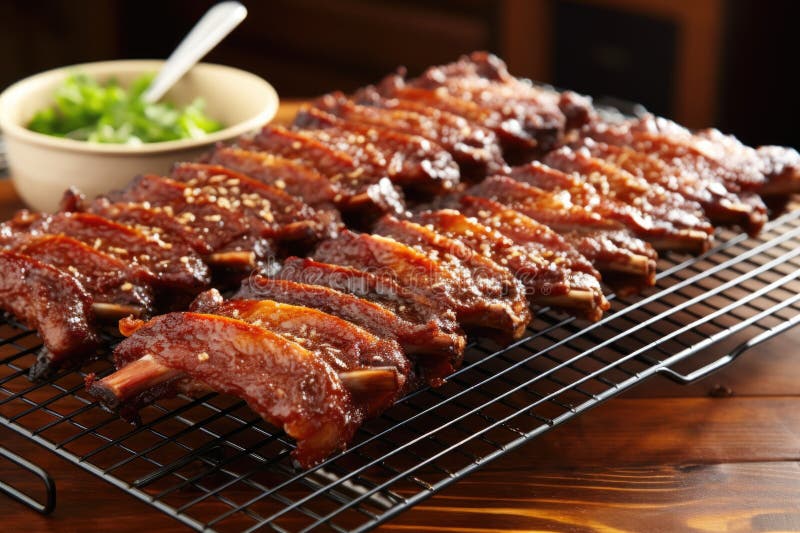 Cooling Rack Set with Freshly Made Glazed Pork Ribs Stock Illustration ...