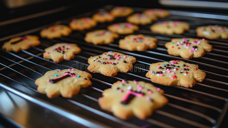 Cooling Sprinkled Cookies on Rack in Oven Stock Photo - Image of treats ...