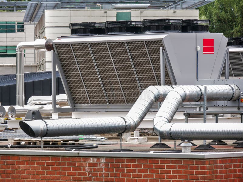 Cooling System on a the Roof of a Red Brick Building Stock Image ...