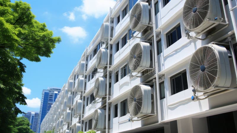 Cooling Systems Mounted on the Exterior of a Modern Building To ...