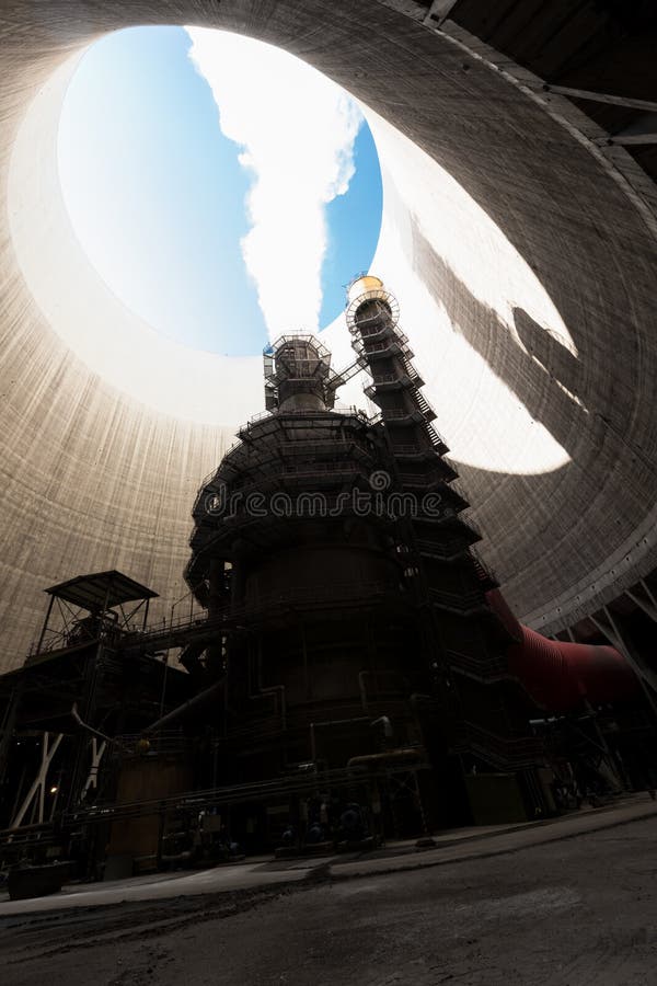 Inside a cooling tower stock photo. Image of stripes - 48900818