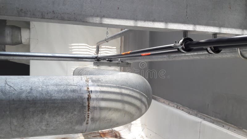 Cooling Tower Installation on Platform Connect with Piping Stock Image ...