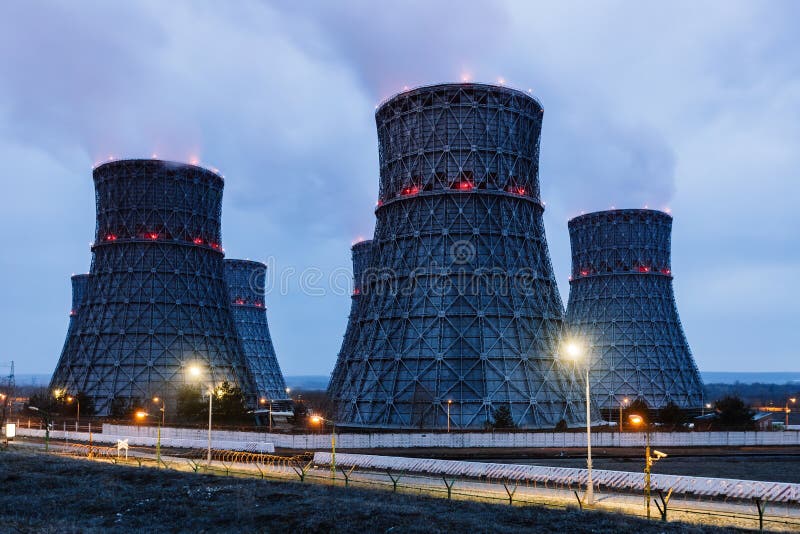 Cooling Tower of Nuclear Power Plant at Night Stock Photo - Image of ...