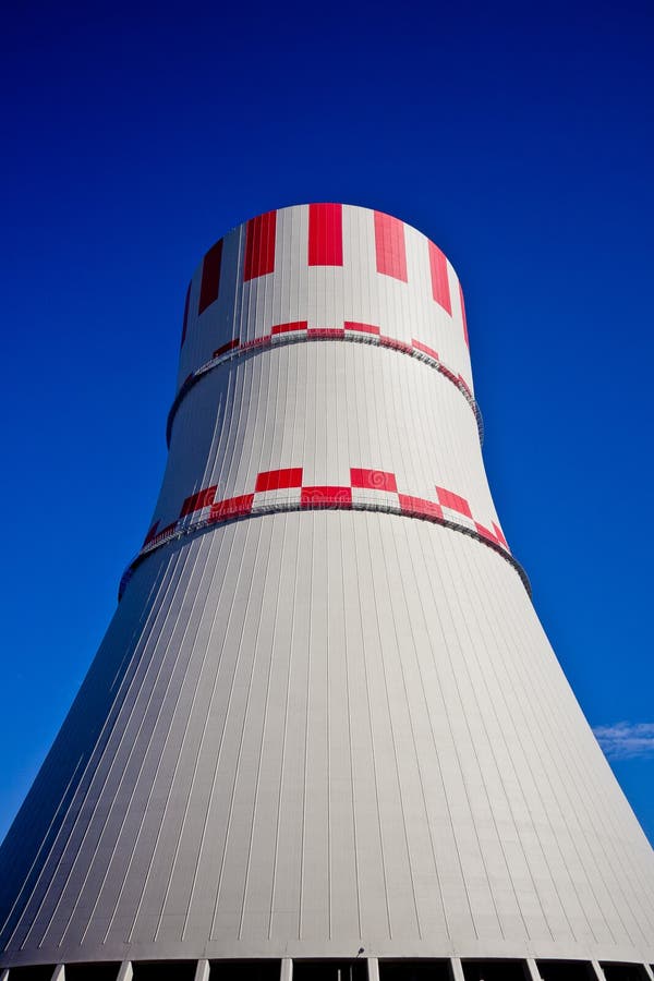 Cooling Tower of Nuclear Power Plant and Power Lines Stock Photo ...