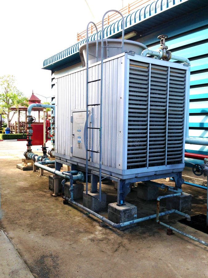 Cooling tower stock photo. Image of electric, pipe, cold - 87703668