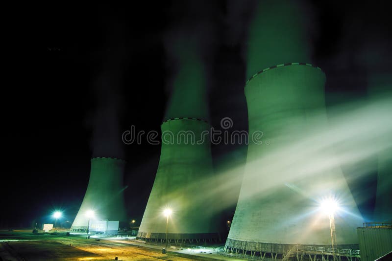The Cooling Towers by Night Stock Image - Image of cloud, station: 18722273