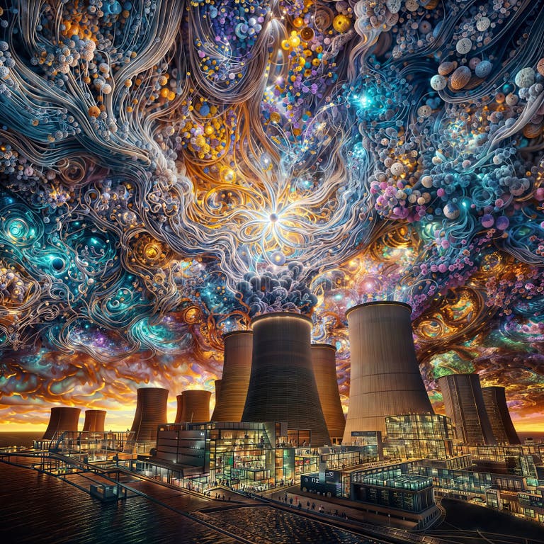 Cooling Towers of a Nuclear Power Plant. 3D Rendering., Generative Ai ...