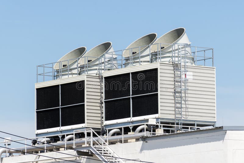 Cooling Water Tower on Rooftop Building Stock Image - Image of cooler ...