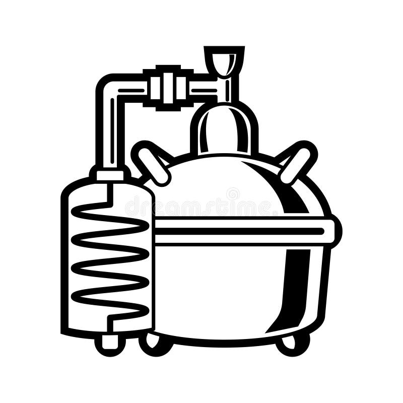 Alembic Still For Making Alcohol Inside Distillery Sketch Stock Vector ...