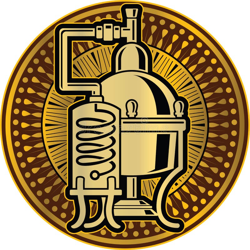 Cooper Alcohol Distillation Unit Alembic. Stock Vector - Illustration ...