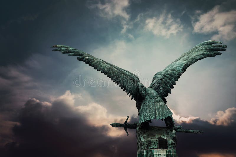 Cooper bird with a sword stock photo. Image of ancient - 67581488