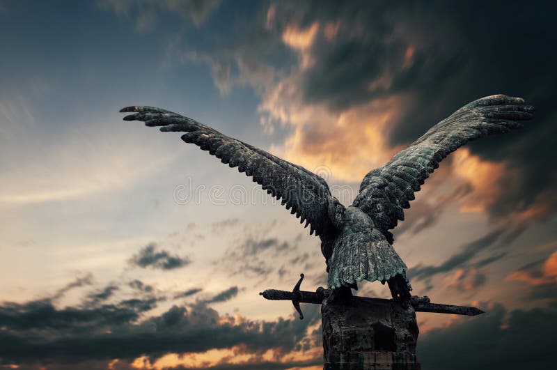 Turul Bird with a Sword with Apocalyptic Sky Stock Photo - Image of ...