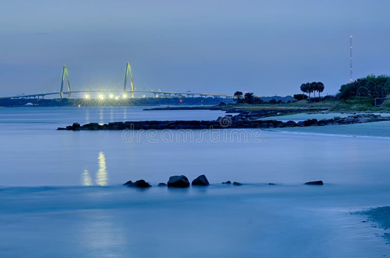 Cooper River Bridge at Night Charleston South Carolina Stock Photo ...