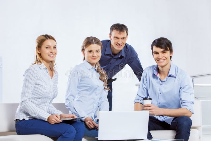 Cooperate for Productive Work Stock Image - Image of white, computer ...
