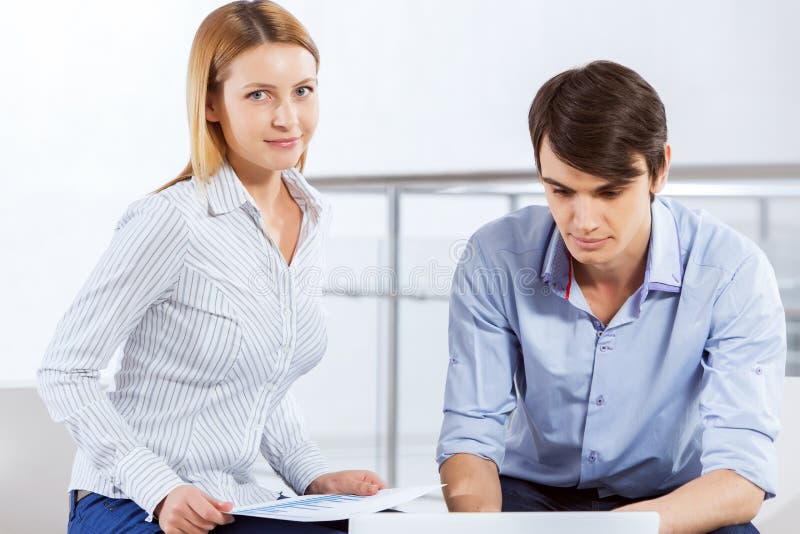 Cooperate for Productive Work Stock Image - Image of meeting, smiling ...