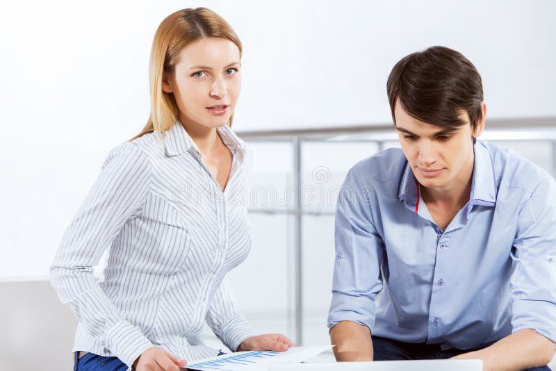 Cooperate for Productive Work Stock Photo - Image of handsome, person ...