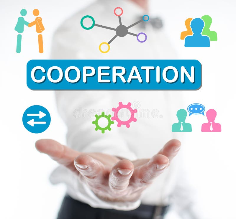 Cooperation Concept Levitating Above a Hand Stock Image - Image of ...