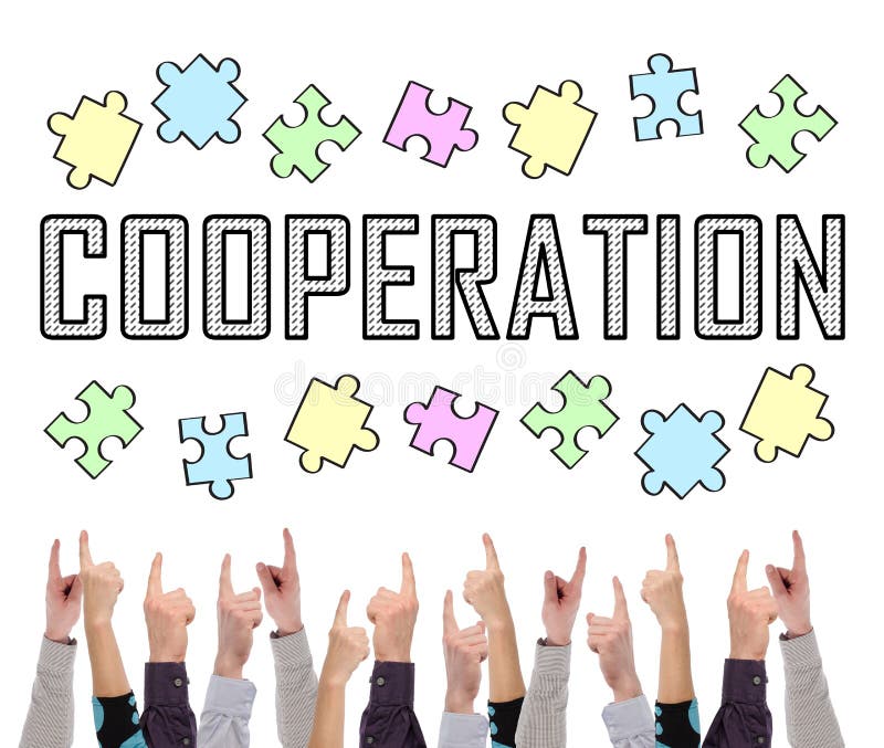 Cooperation Concept Pointed by Several Fingers Stock Photo - Image of ...