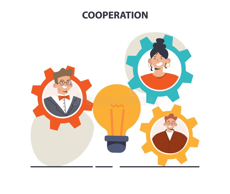 Cooperation Concept Set. Collaboration and Teamwork Stock Vector ...