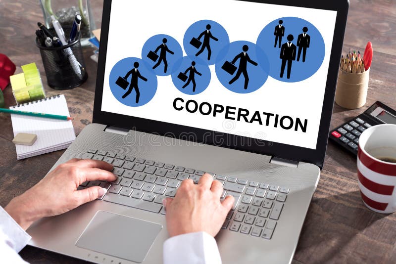 Cooperation Concept on a Laptop Screen Stock Image - Image of corporate ...