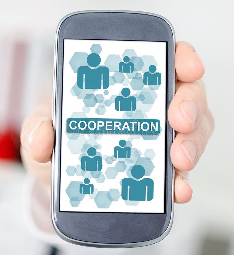 Cooperation Concept on a Smartphone Stock Image - Image of unity ...