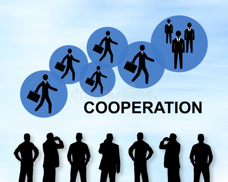 Cooperation Concept on a Wall Stock Illustration - Illustration of team ...