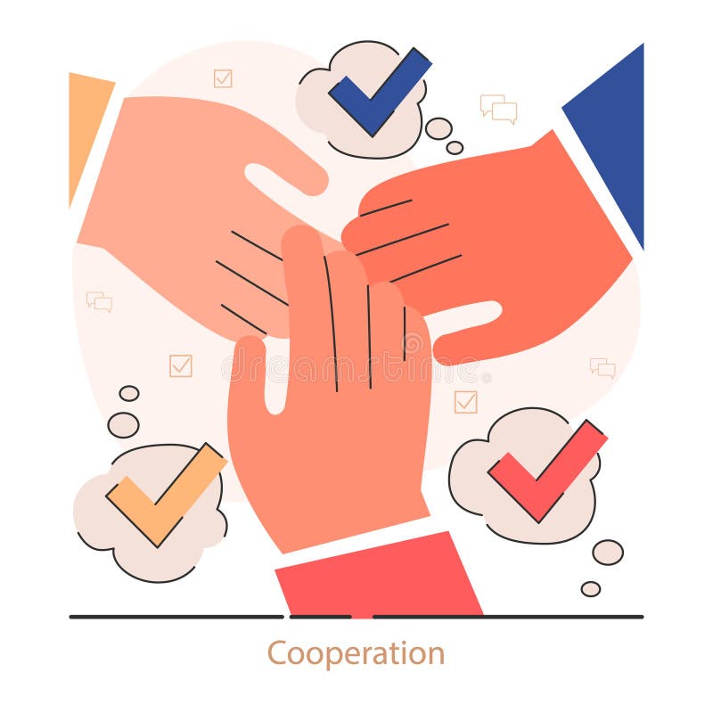 Cooperation. Hands Joint or Put Together Stock Illustration ...