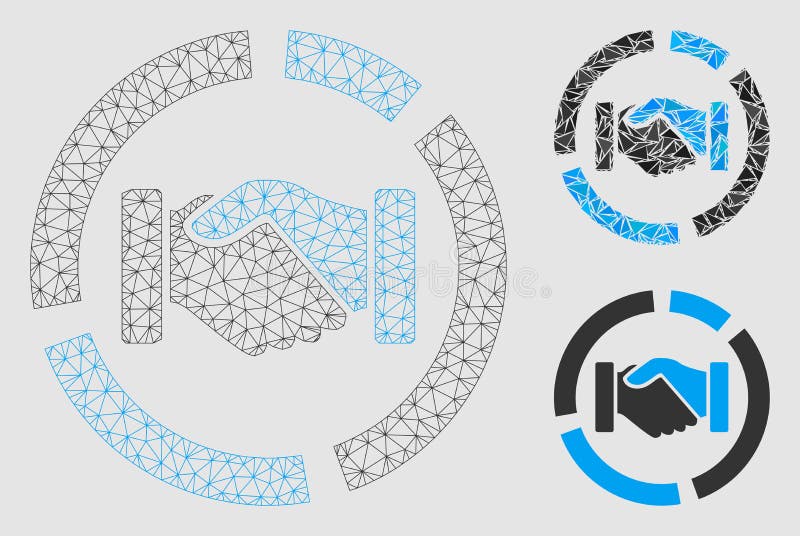 Cooperation Handshake Diagram Vector Mesh 2D Model and Triangle Mosaic ...