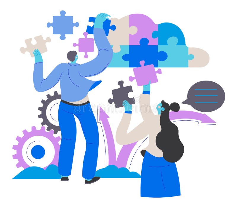 Cooperation and Help, Teamwork in Business Vector Stock Vector ...