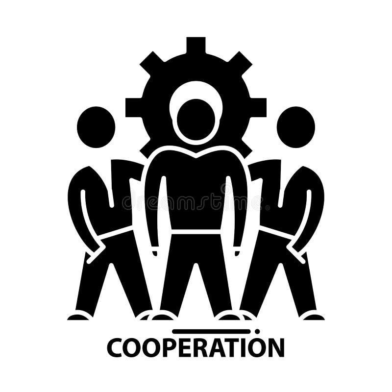 Cooperation Icon, Black Vector Sign with Editable Strokes, Concept ...