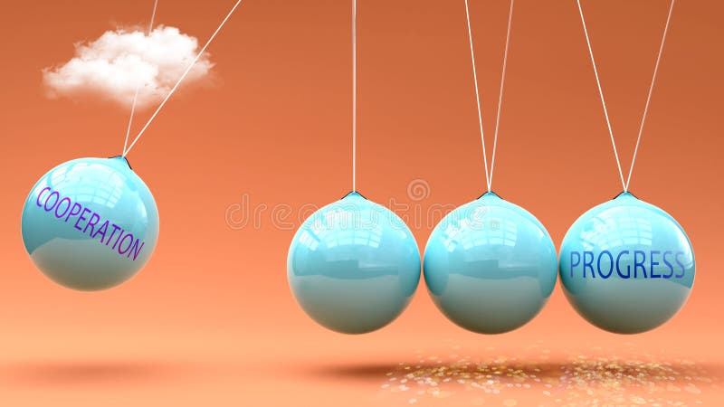 Cooperation Leads To Progress. a Newton Cradle Metaphor in Which ...