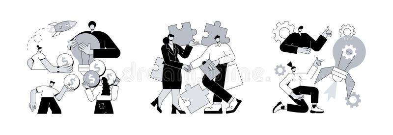 Cooperation and Teamwork Abstract Concept Vector Illustrations. Stock ...